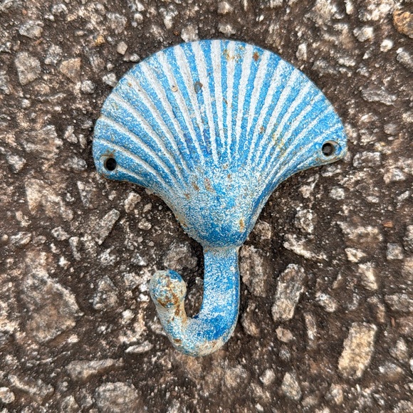 Wall Decor | Seashell Hook Cast Iron Blue Painted | Poshmark